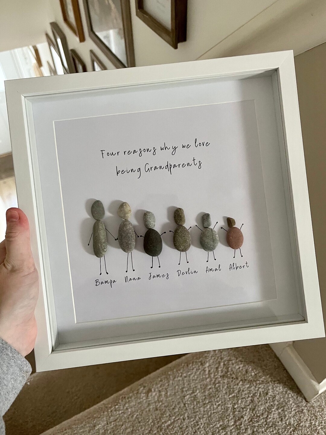 Family Pebble Art Frame Handmade Pebble Art Frame Gift for - Etsy UK