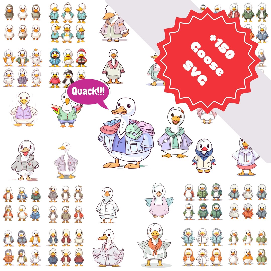 Silly Goose SVG Cute Kawaii Cartoon Goose Design for - Etsy