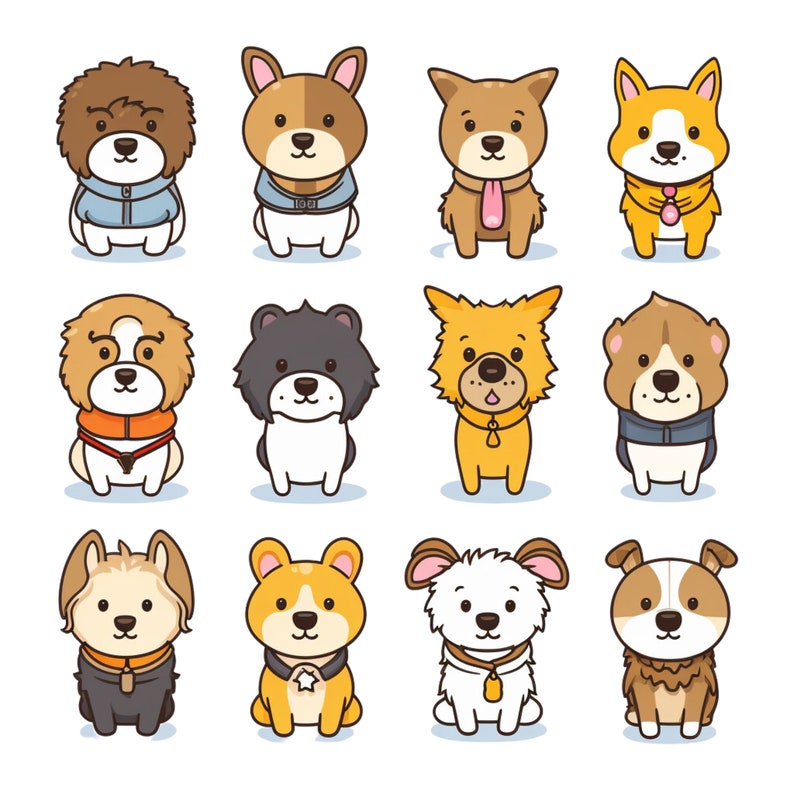 Pawsitively Adorable: 300 Kawaii Dog SVG Bundle Cute & Whimsical Canine ...