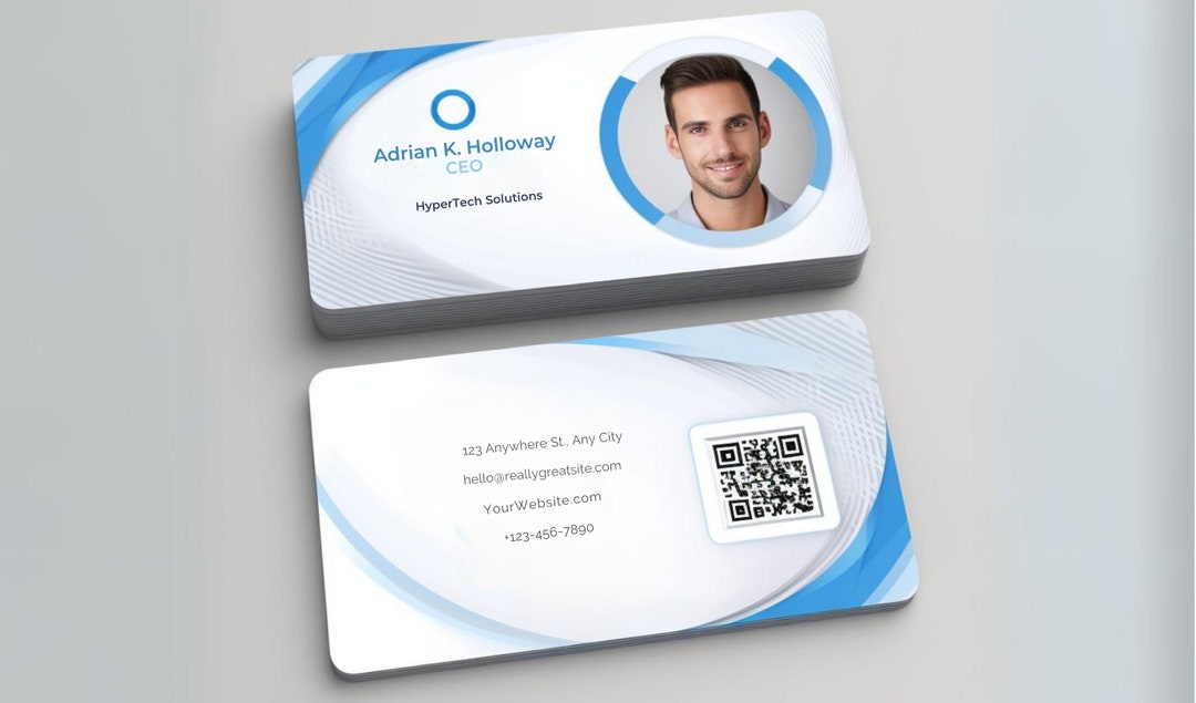 High-tech Professional Business Card Design Custom Digital Template for ...