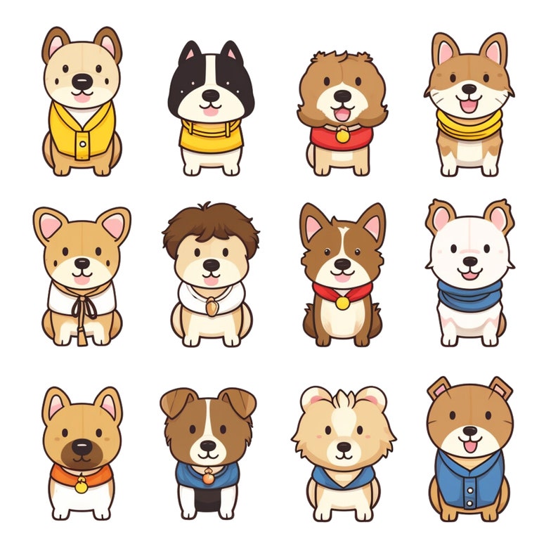 Pawsitively Adorable: 300 Kawaii Dog SVG Bundle Cute & Whimsical Canine ...