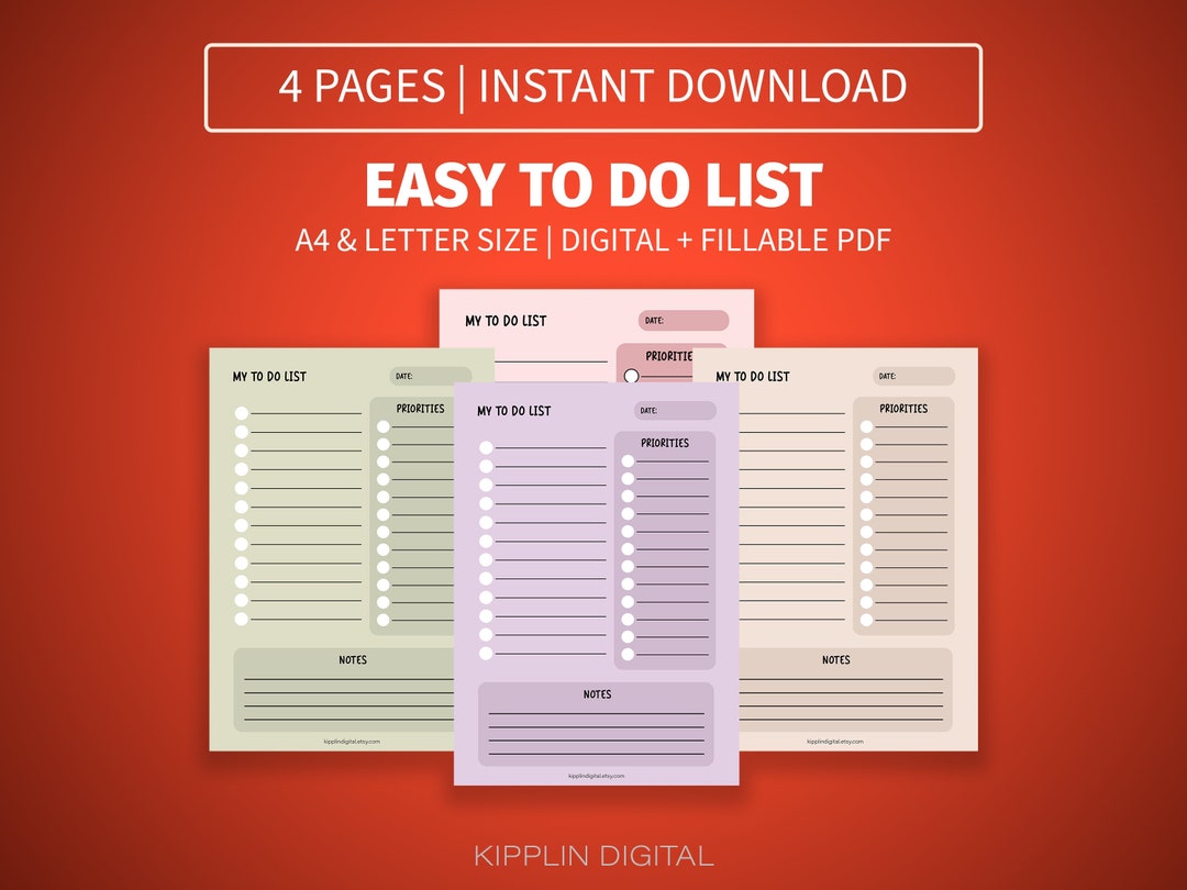 Easy to Do List Minimal Printable Planner Simple Productivity - Etsy
