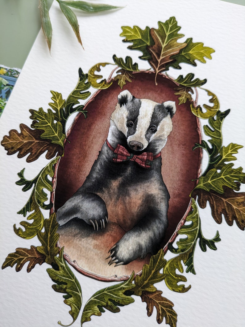 Badger Art Print | Woodland Animal Print | Woodland Gift | Woodland ...