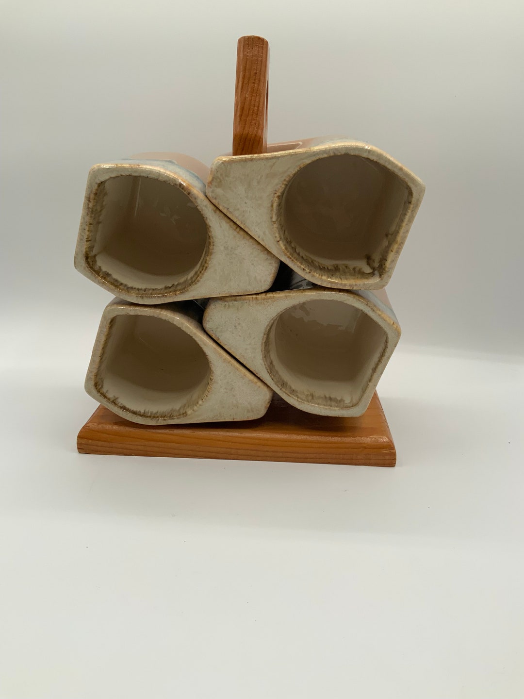 Padilla Pottery Mugs With Stand Dripware Glazed Coffee Cups Geometric ...