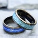 Blue Meteorite Inlay Engagement Ring Feathered Arrow Inlay Black ...