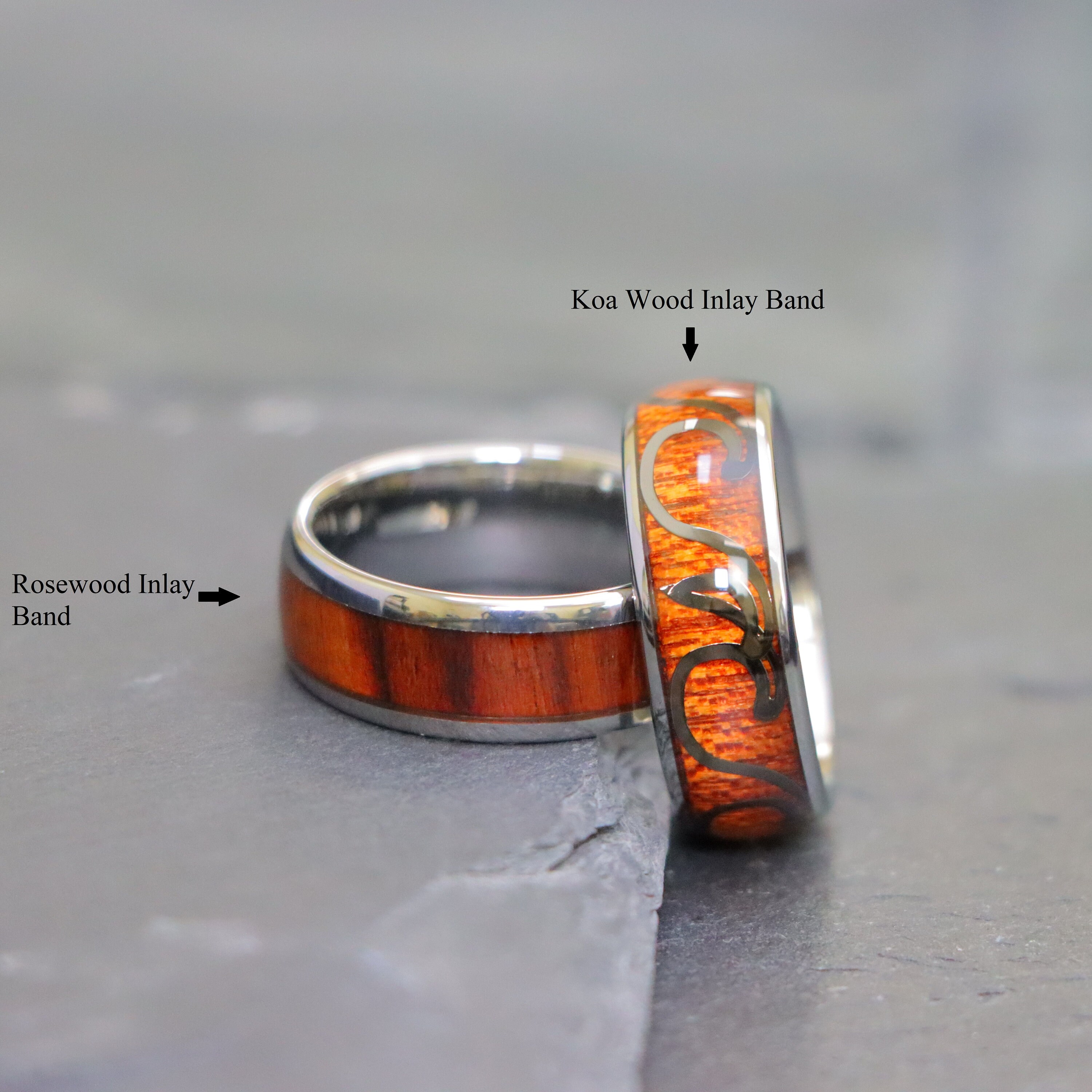 Hawaiian Koa Wood Engagement Ring Silver Tungsten Wedding - Etsy