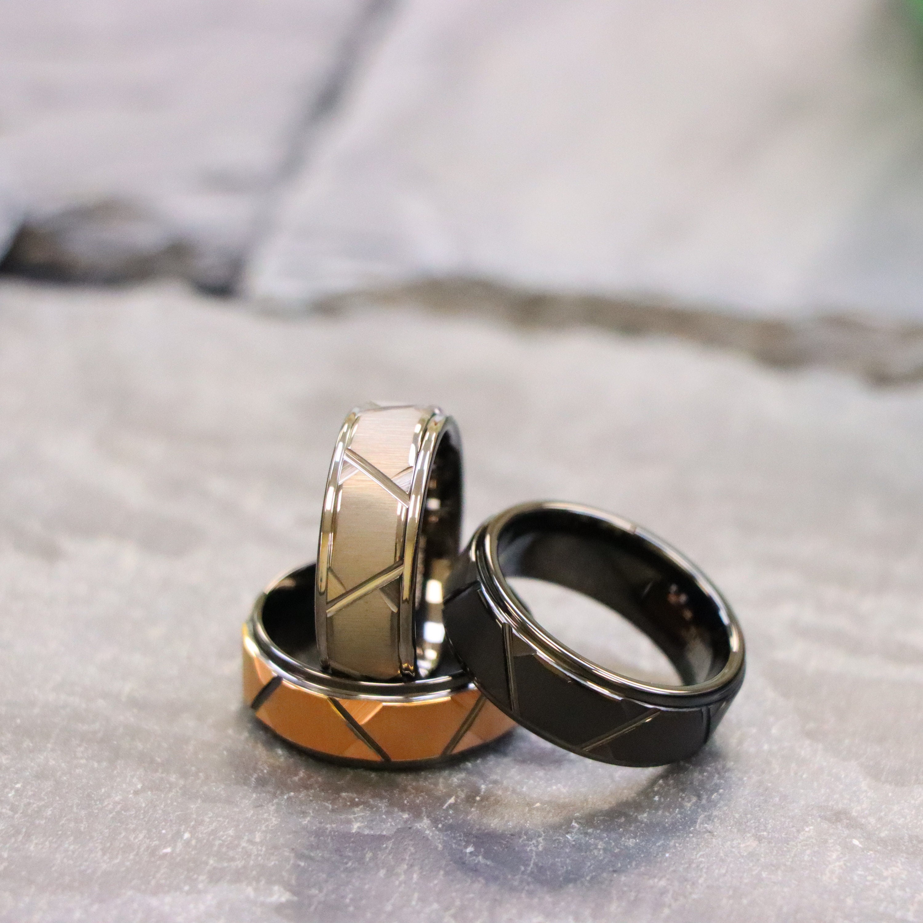 Men Black Wedding Ring, Mens Wedding Band, Engagement Rings, Husband ...