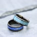 Blue Meteorite Inlay Engagement Ring Feathered Arrow Inlay Black ...