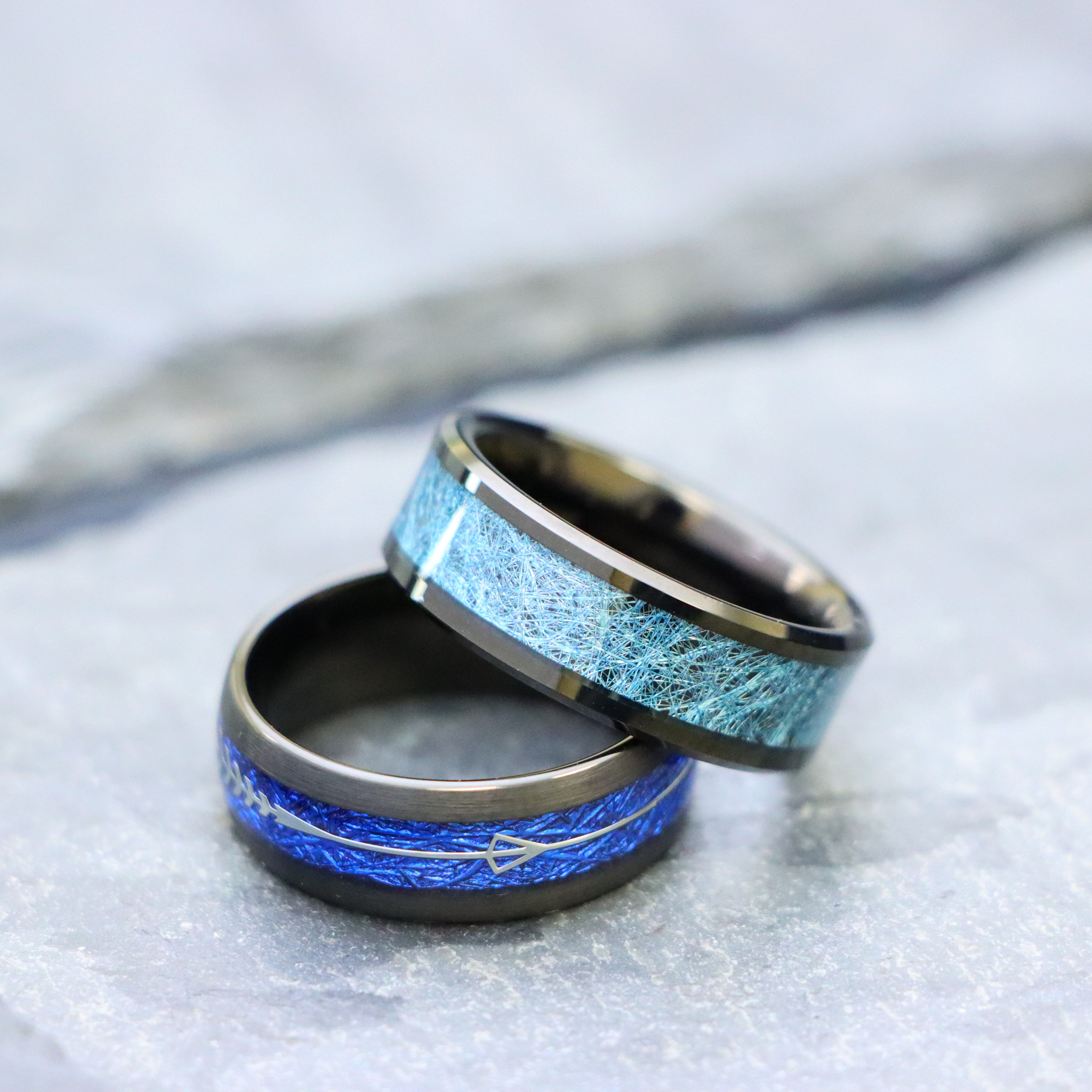 Blue Meteorite Inlay Engagement Ring Feathered Arrow Inlay - Etsy