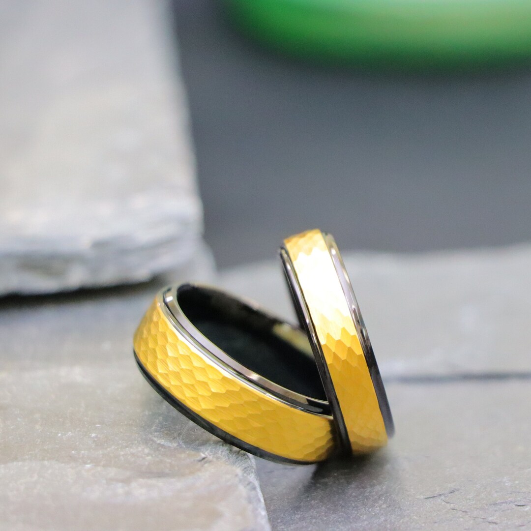 Hammered Gold Rings, Men's Wedding Band, Gold Wedding Bands, Hammered ...