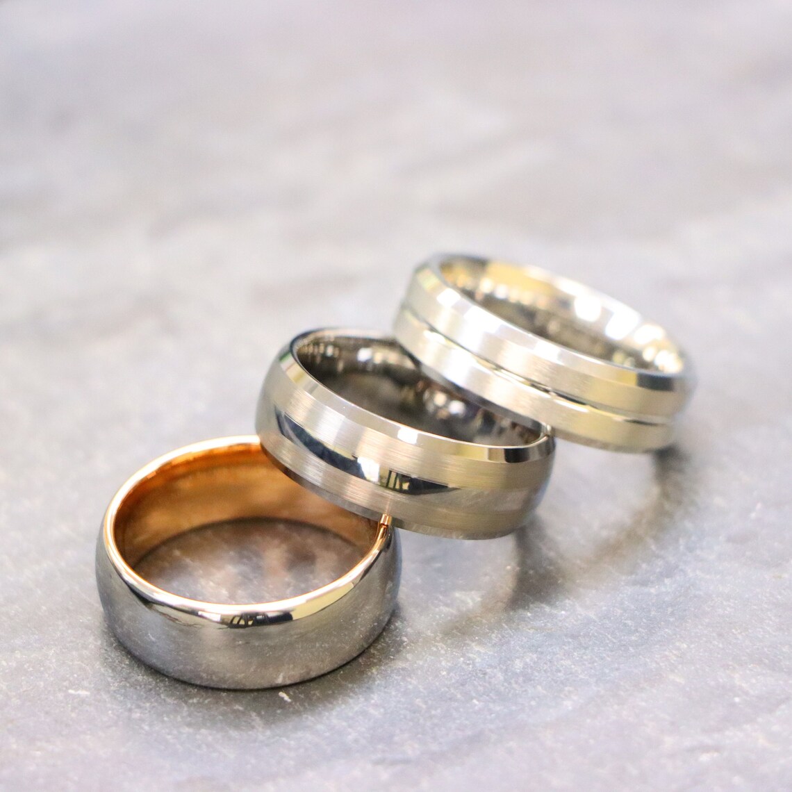 Mens Wedding Ring, Engagement Ring for Man, Pure Titanium Ring, Rose ...