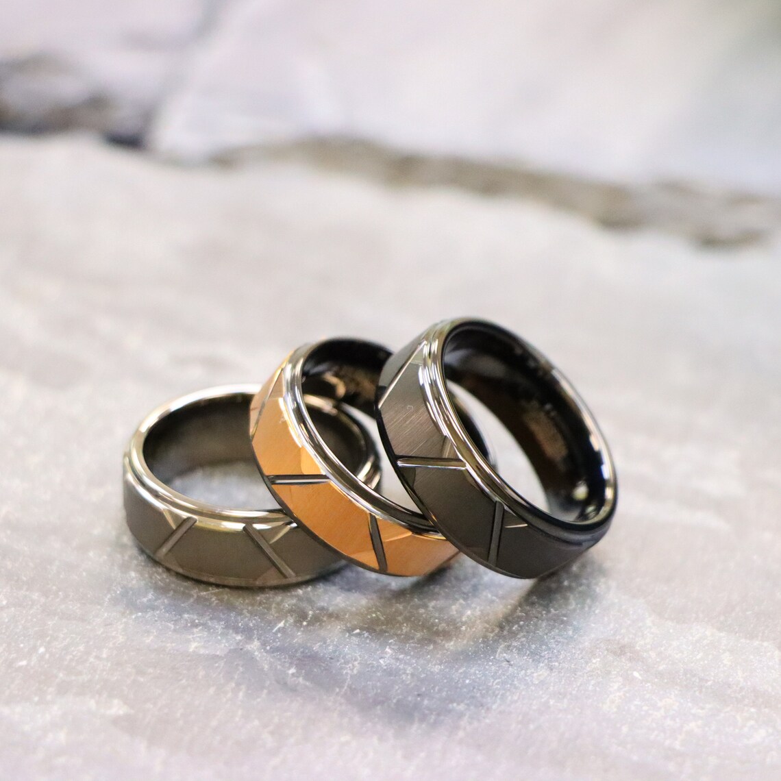 Men Black Wedding Ring, Mens Wedding Band, Engagement Rings, Husband ...