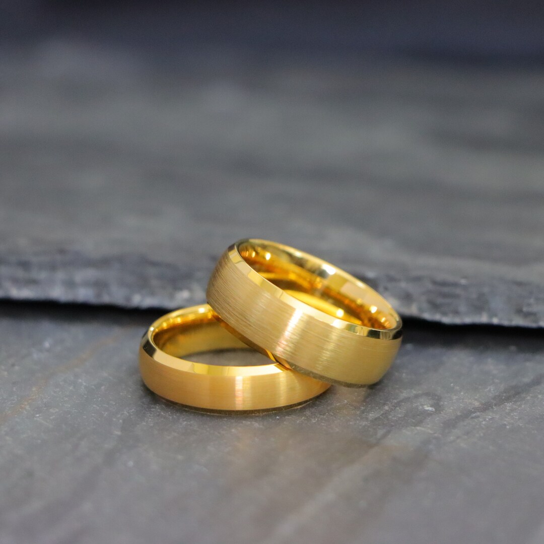 Men's Gold Wedding Rings, Brushed and Polished Rings, Men's Engagement ...