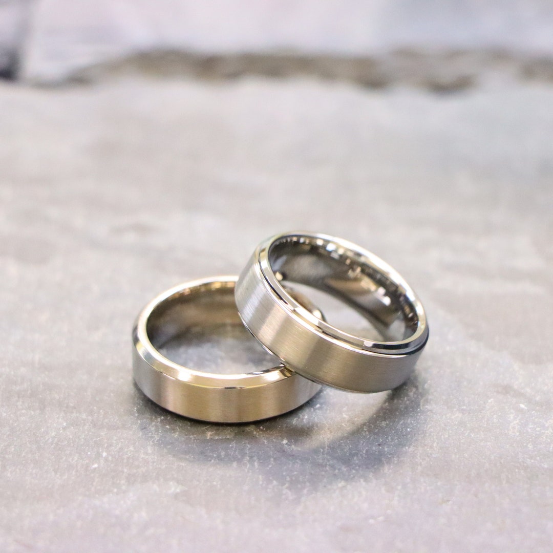 Mens Wedding Band, 8mm Engagement Rings, Unisex Titanium Anniversary ...