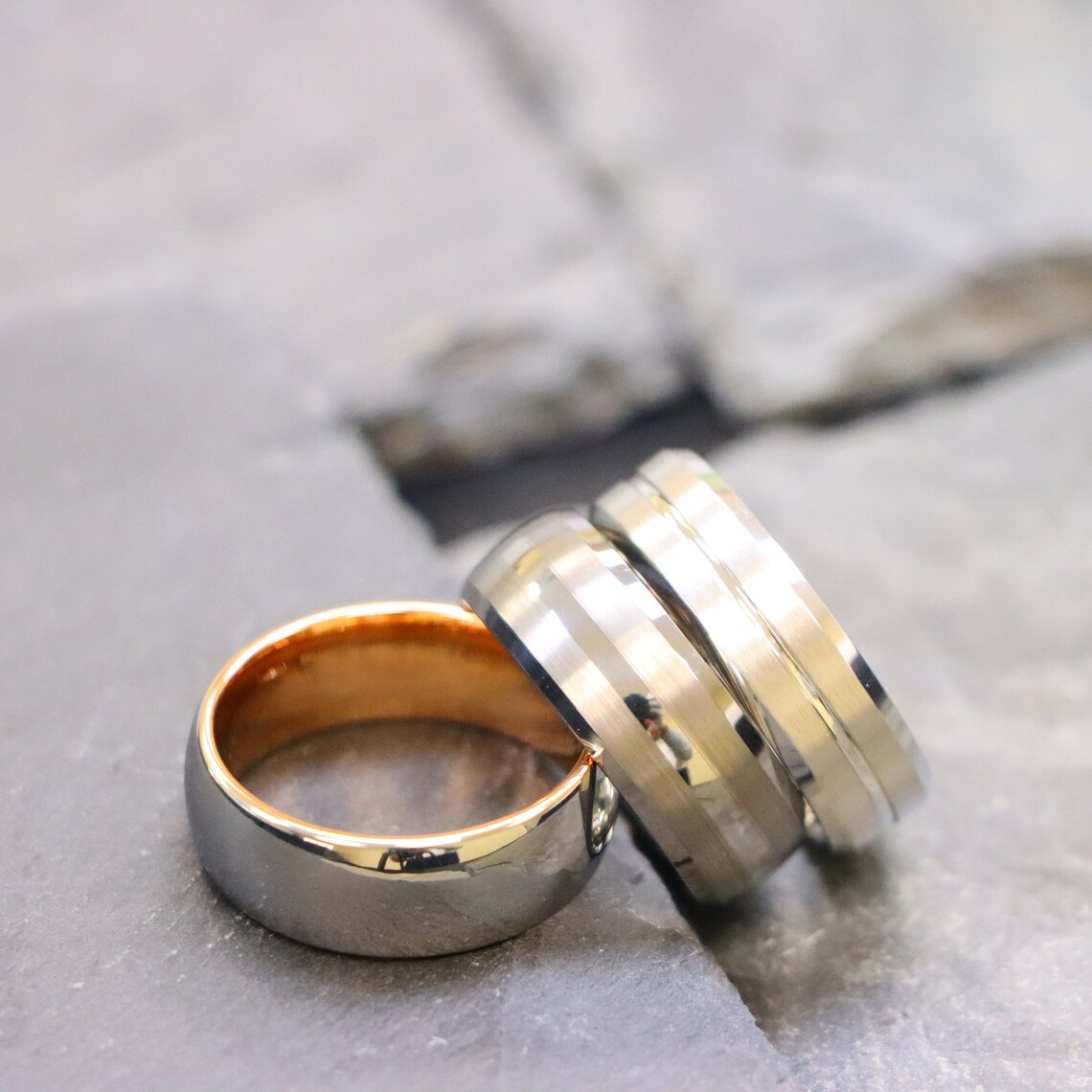 Mens Wedding Ring, Engagement Ring for Man, Pure Titanium Ring, Rose ...