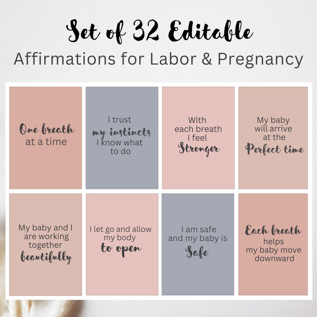 Birth Affirmation Cards: 32 Earth Tone Designs (editable Canva Template ...