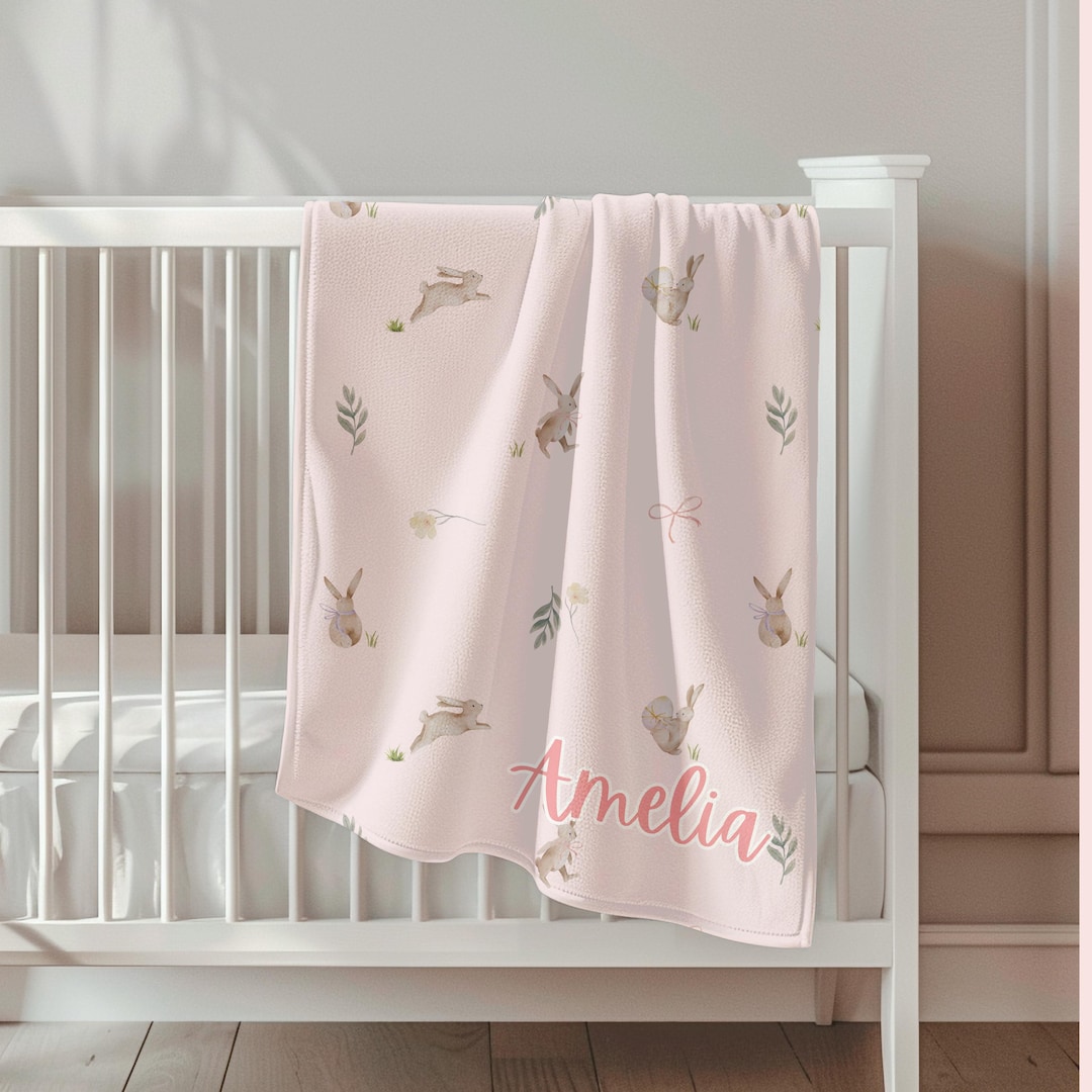 Rabbit Baby Blanket Bunny Personalized Gift Blanket for Baby Nursery ...
