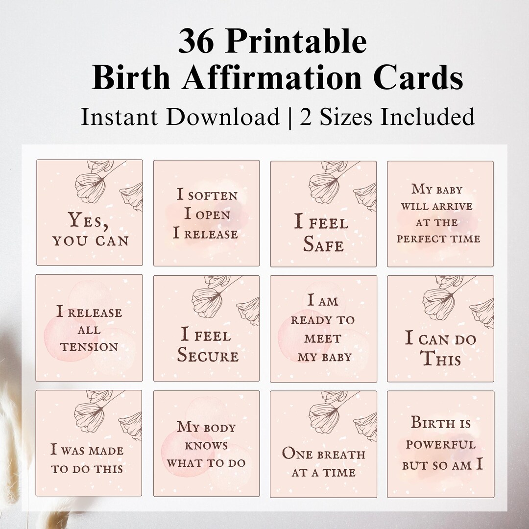 36 Positive Affirmations for Labor and Birth, Printable Birth ...