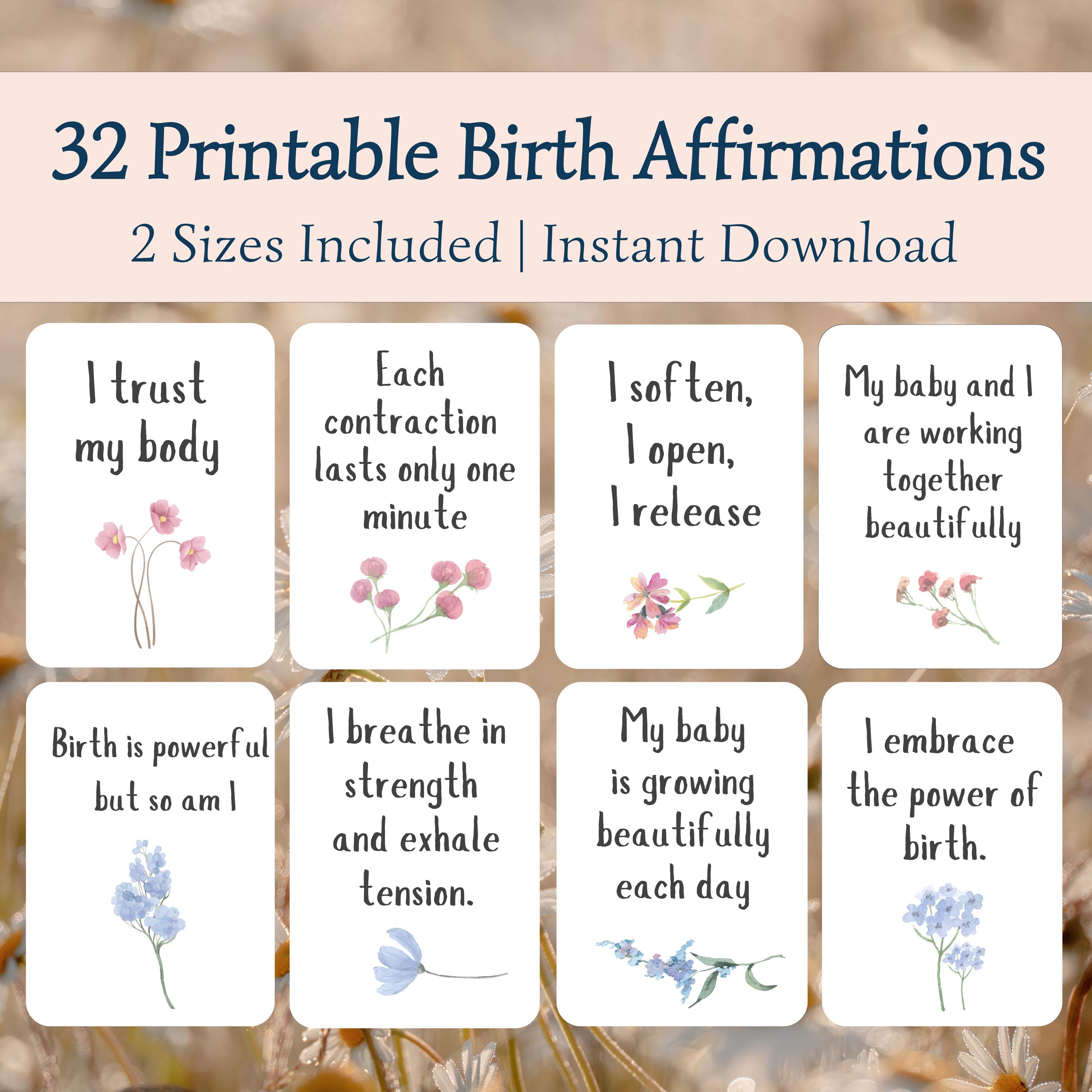 Pregnancy Affirmation Cards: Wildflower Watercolor Designs (digital ...