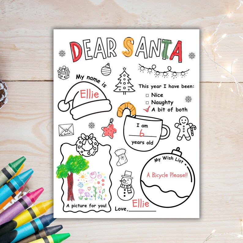 Christmas Letter to Santa Template, Wishlist and Envelope Bundle ...