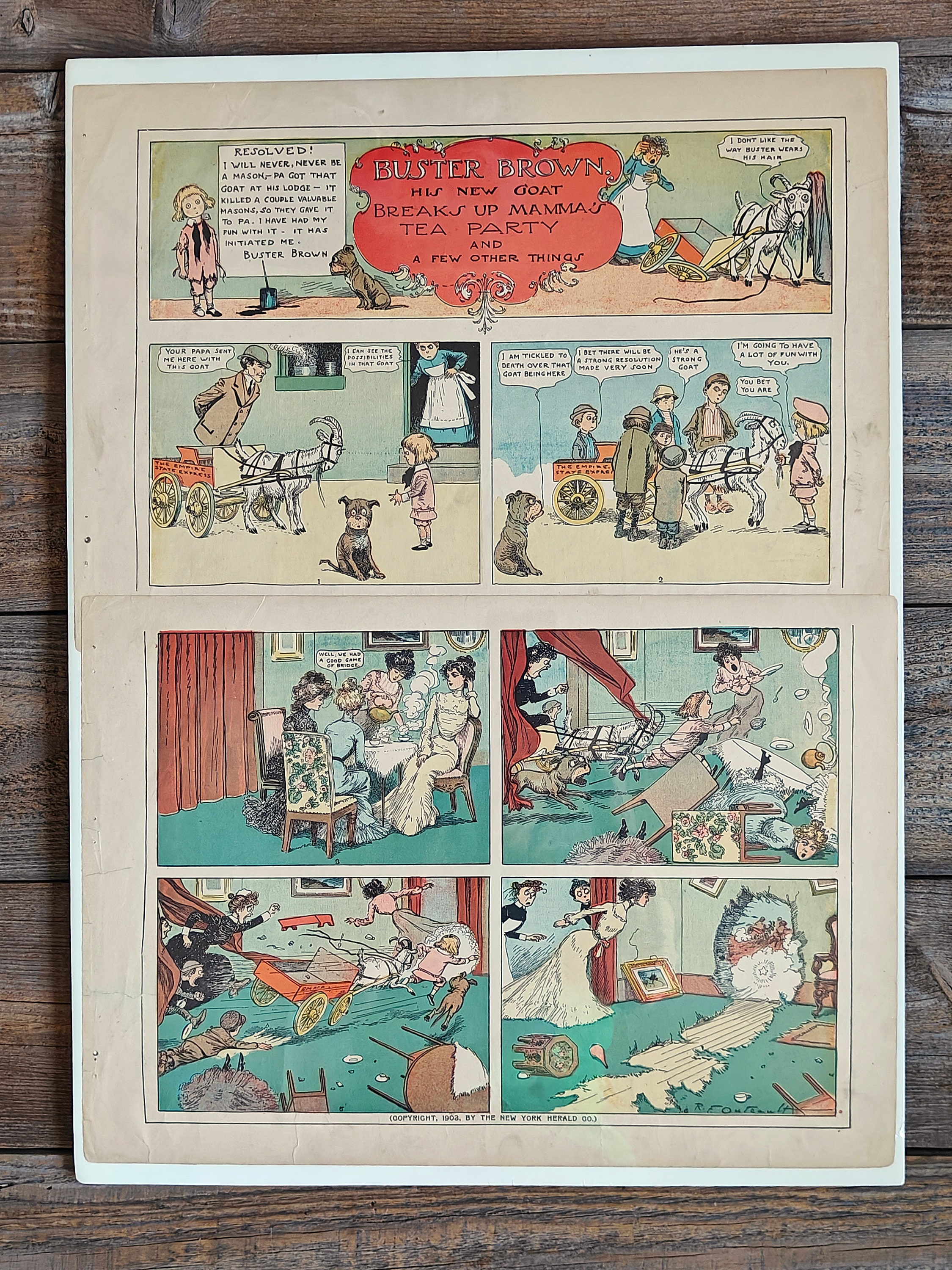 Early 1900 Buster Brown Comic Strip Panels - Lot of 9 - Original New ...
