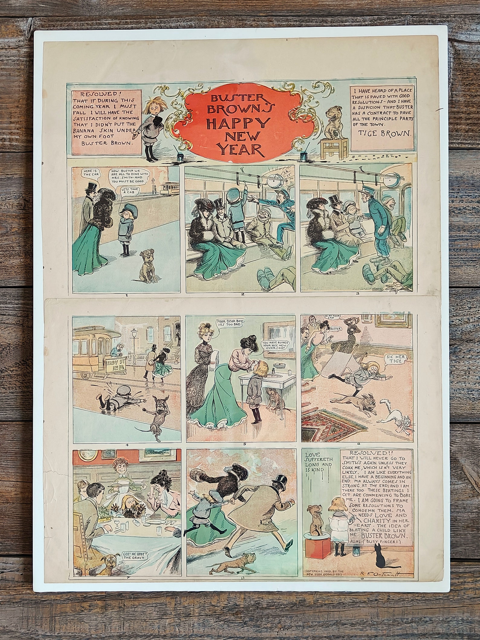 Early 1900 Buster Brown Comic Strip Panels - Lot of 9 - Original New ...