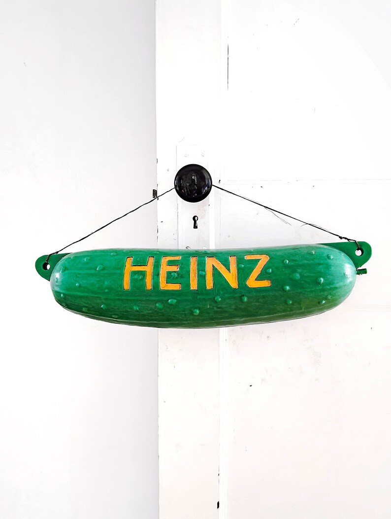 1940s Heinz Pickle Display Sign Large 20 Hanging Molded Plastic Green ...