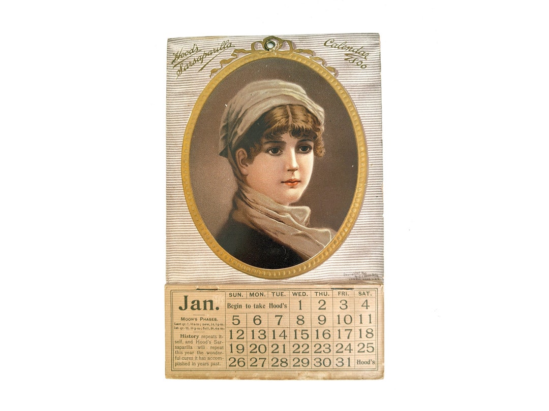 1896 Hood's Sarsaparilla Calendar - C.I. Hood Co - Lowell MA - Old ...