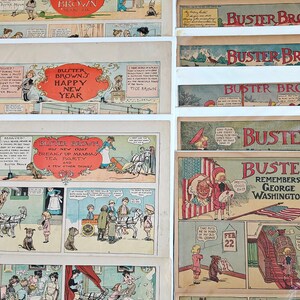 Early 1900 Buster Brown Comic Strip Panels - Lot of 9 - Original New York Herald Newspaper ...
