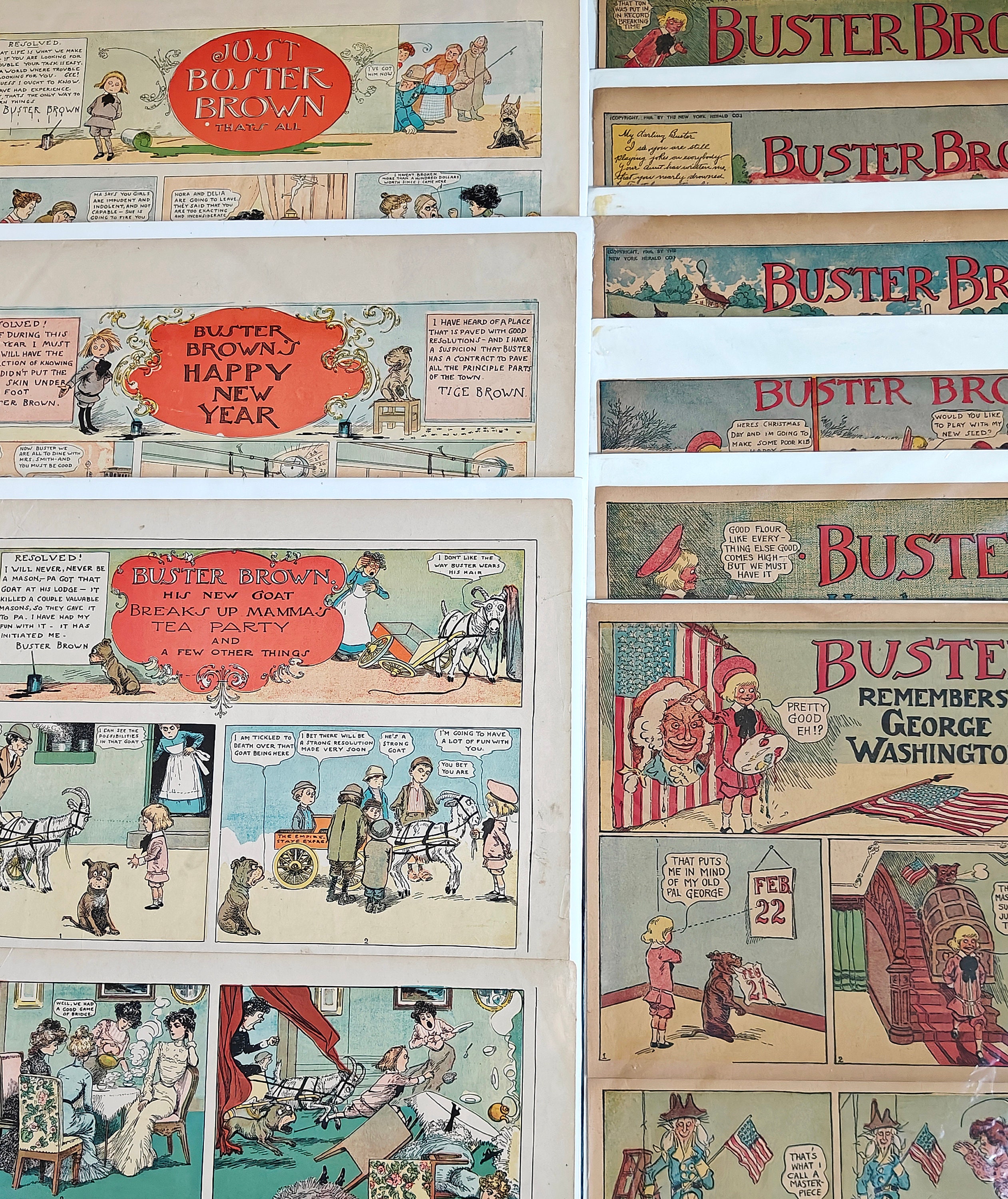 Early 1900 Buster Brown Comic Strip Panels - Lot of 9 - Original New ...