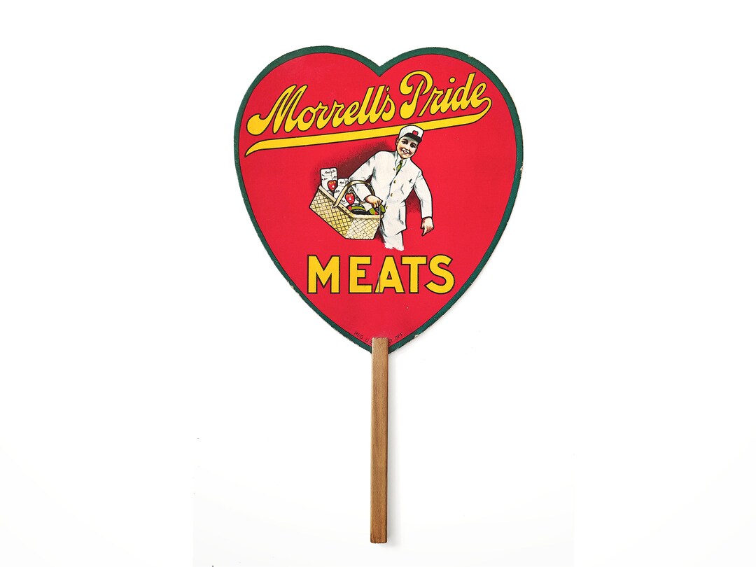 1920s Morrell's Pride Meats Advertising Fan Original Die-cut Heart ...
