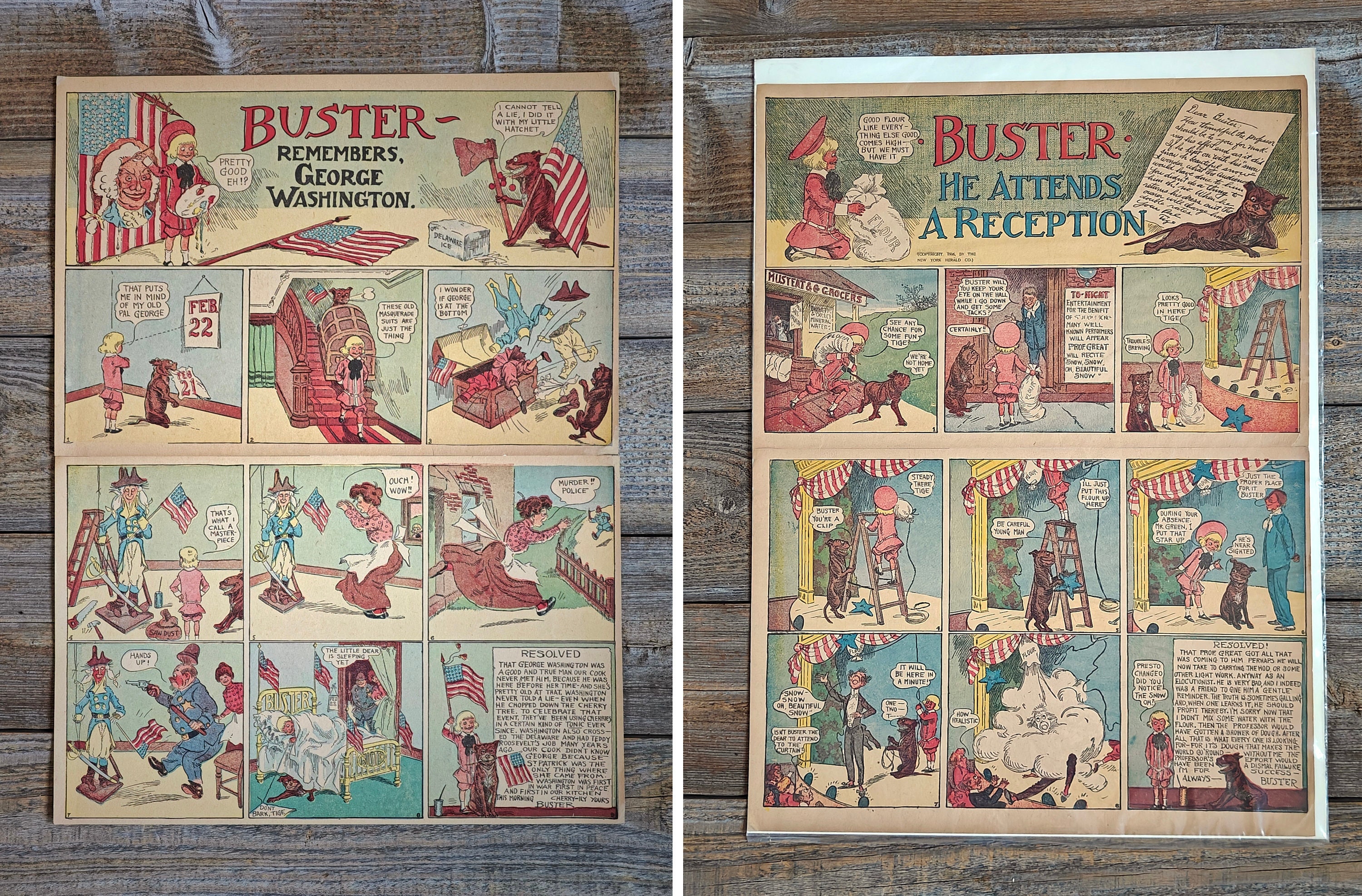 Early 1900 Buster Brown Comic Strip Panels - Lot of 9 - Original New ...