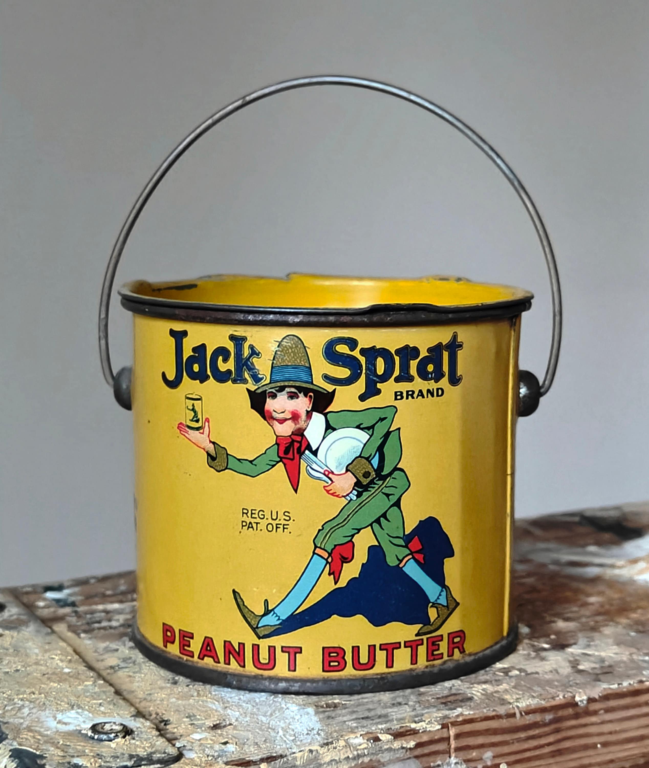 Antique Jack Sprat Peanut Butter Pail Original Small Tin Litho Pail With Lid Rare Old ...