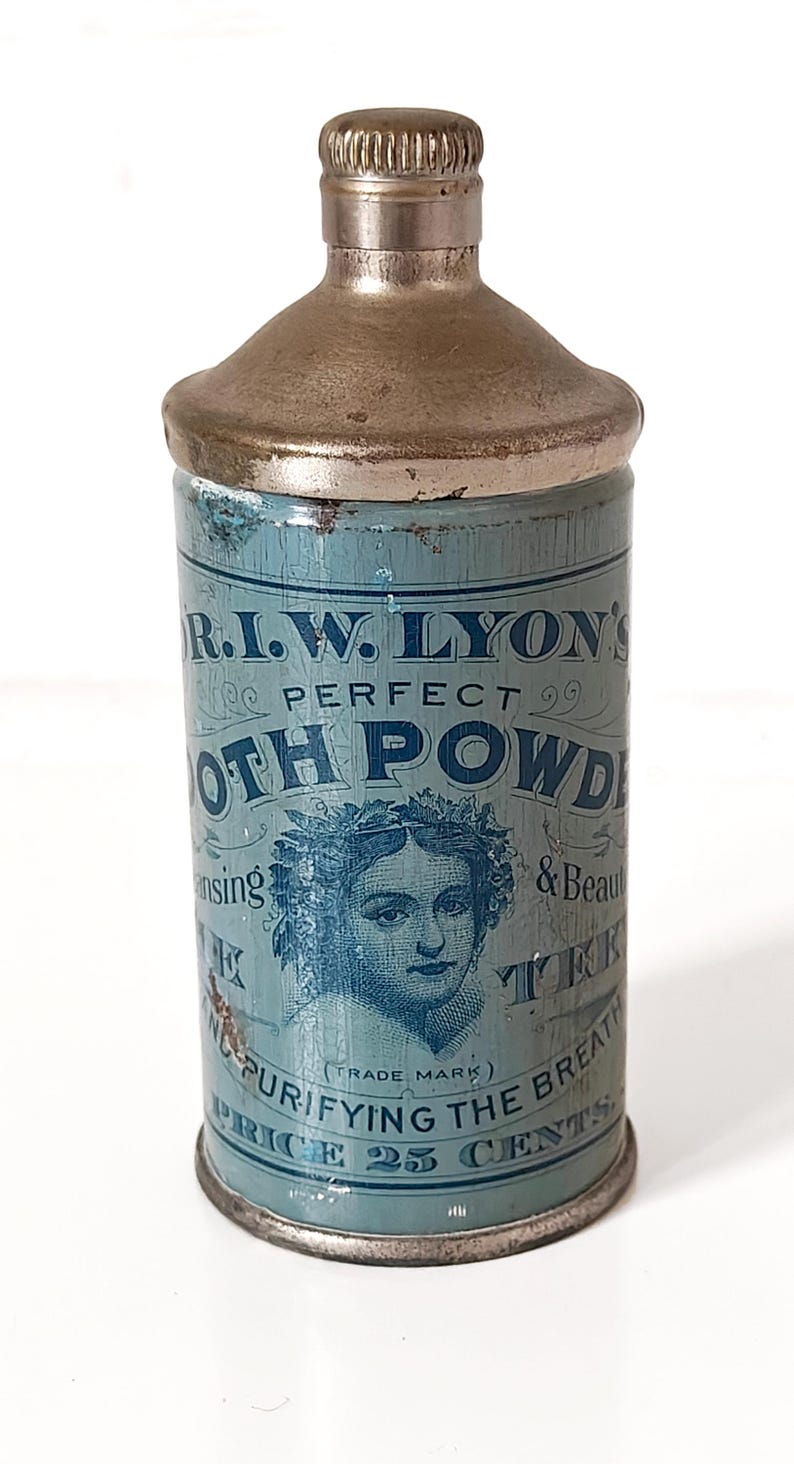 Early Dr Lyons Tooth Powder Tin - Small Dental Powder Tin - Talc Talcum ...