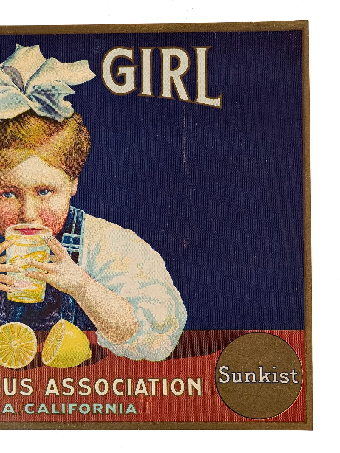 Early 1900s Original Sunkist Fontana Girl Lemon Crate Label California ...