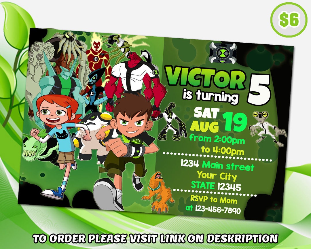 Personalize Ben 10 Birthday Invitation Ben 10 Invitation - Etsy