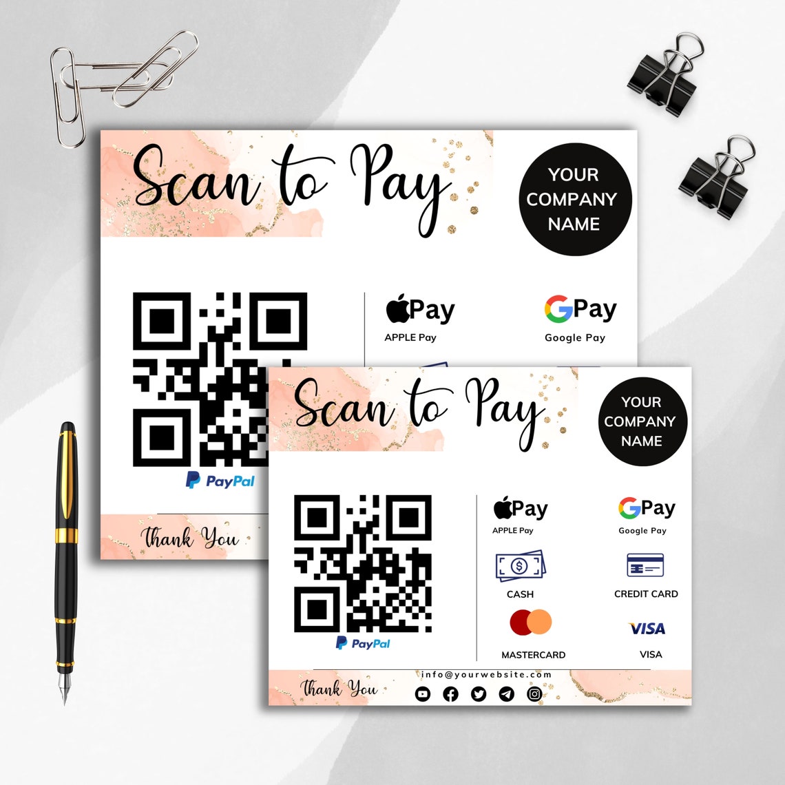 Scan to Pay Sign Template: Editable QR Code, Small Business (digital ...