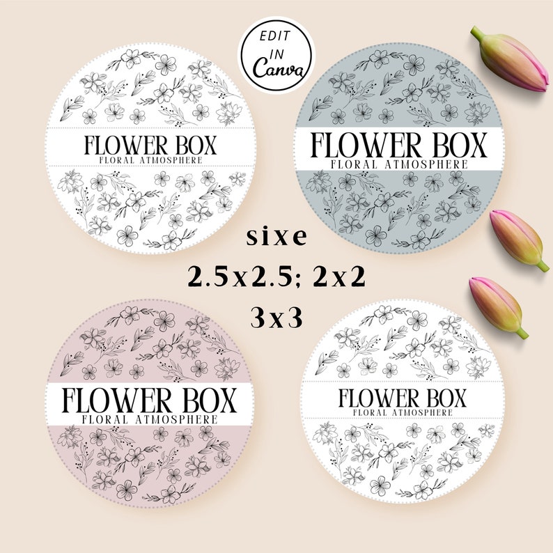 Floral Box Label Sticker: Florist Packaging Template (canva Template ...