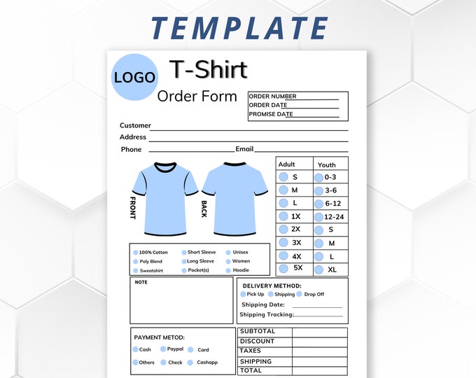 Hoodie Order Form Template Printable, Custom Hoodie Order Form, Order ...