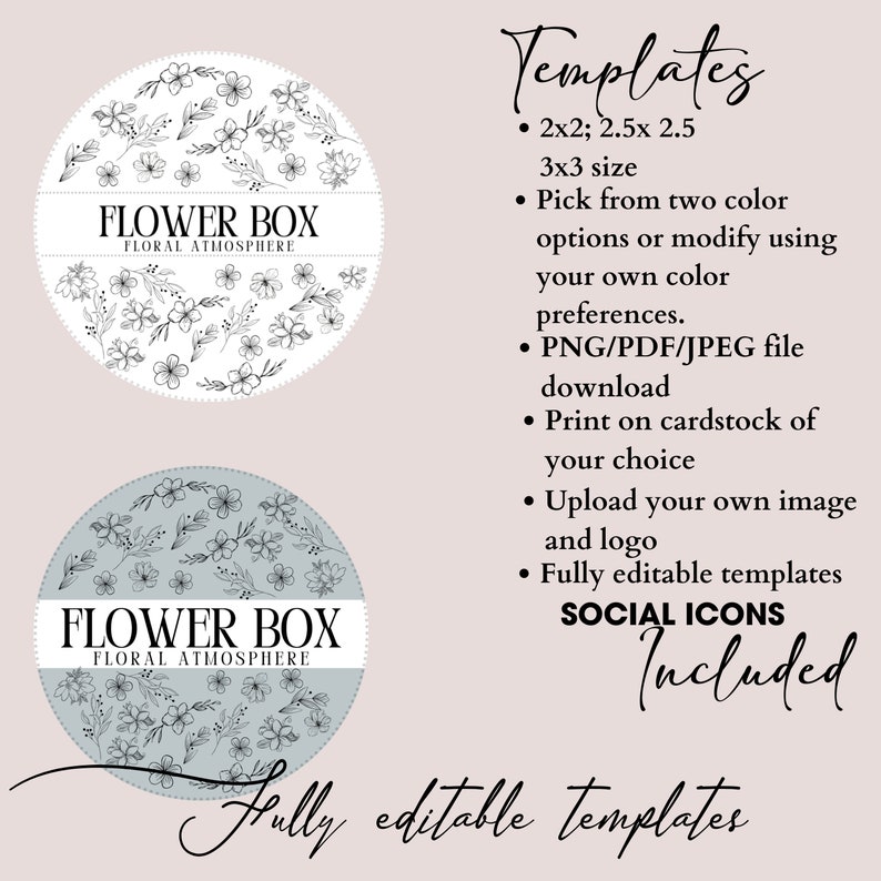 Floral Box Label Sticker: Florist Packaging Template (canva Template ...