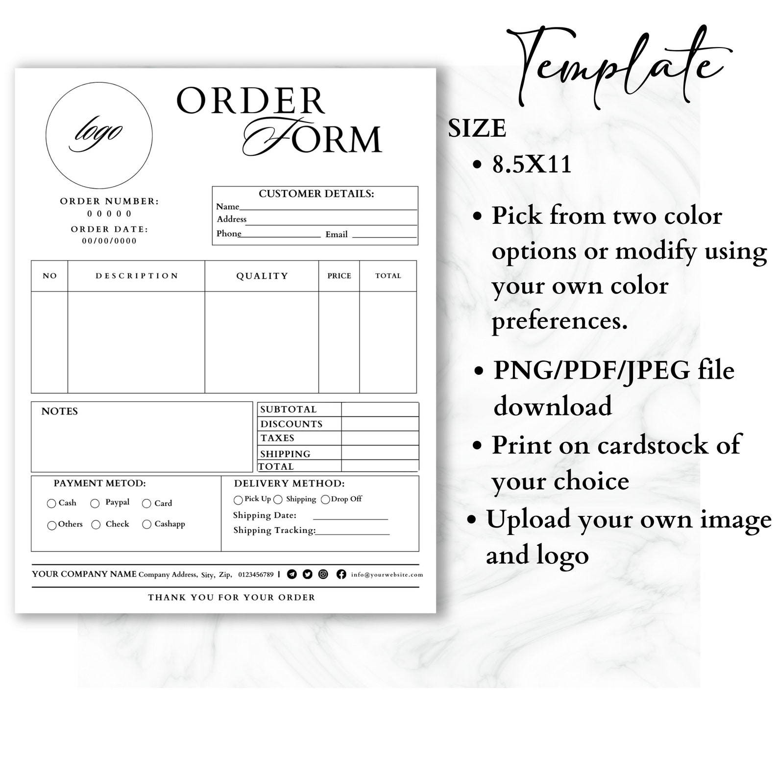 Order Form Template | Editable Canva Template, Custom Order Form ...