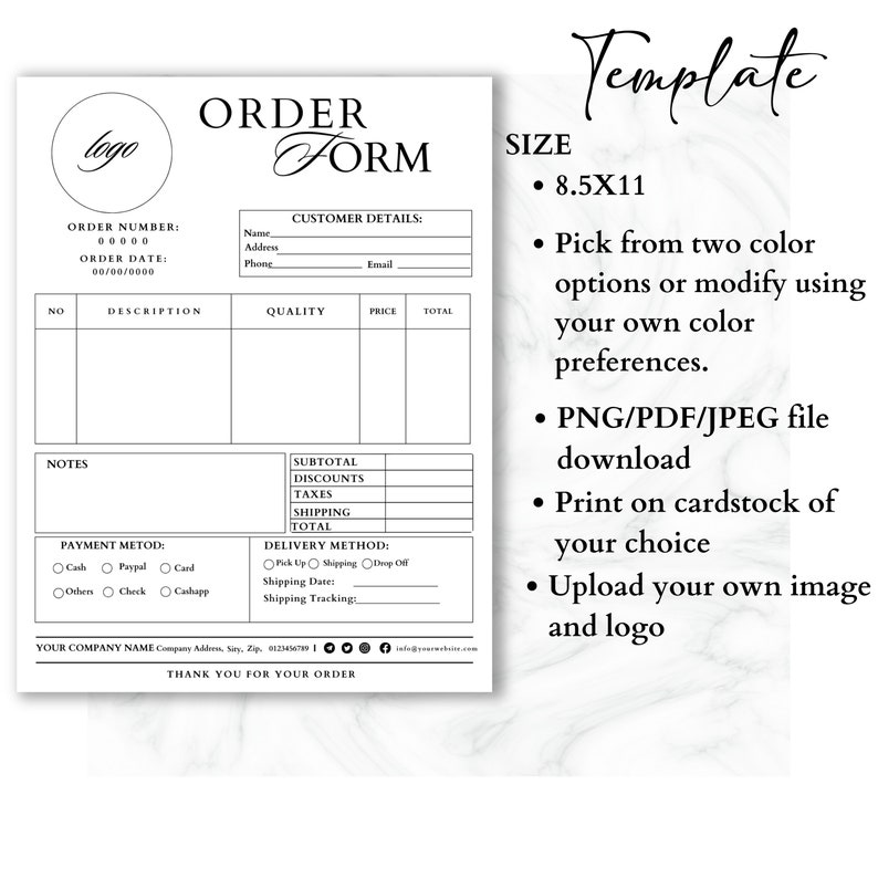 Order Form Template | Editable Canva Template, Custom Order Form ...