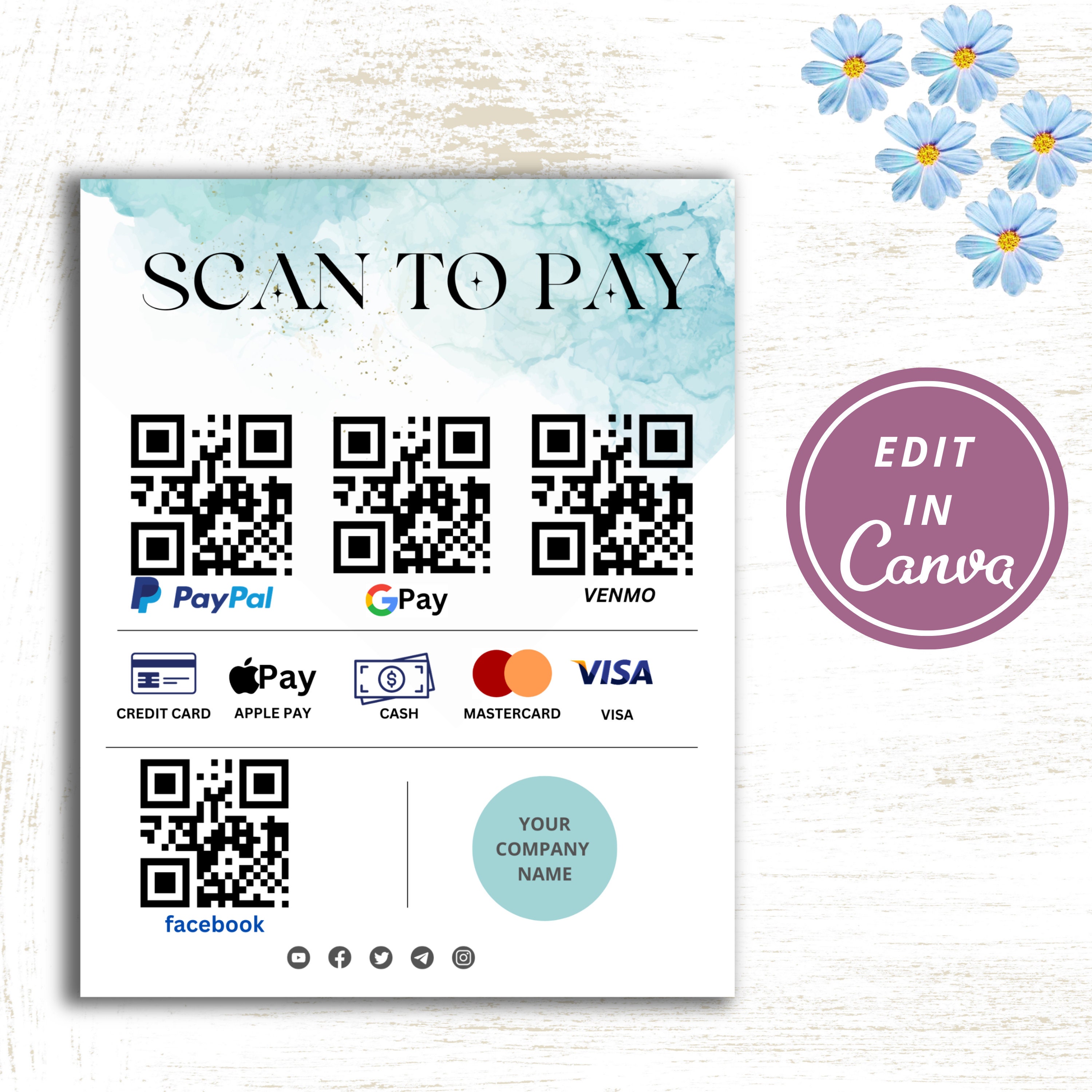 Editable QR Code Template I Canva Template I I Small Business Sign I ...