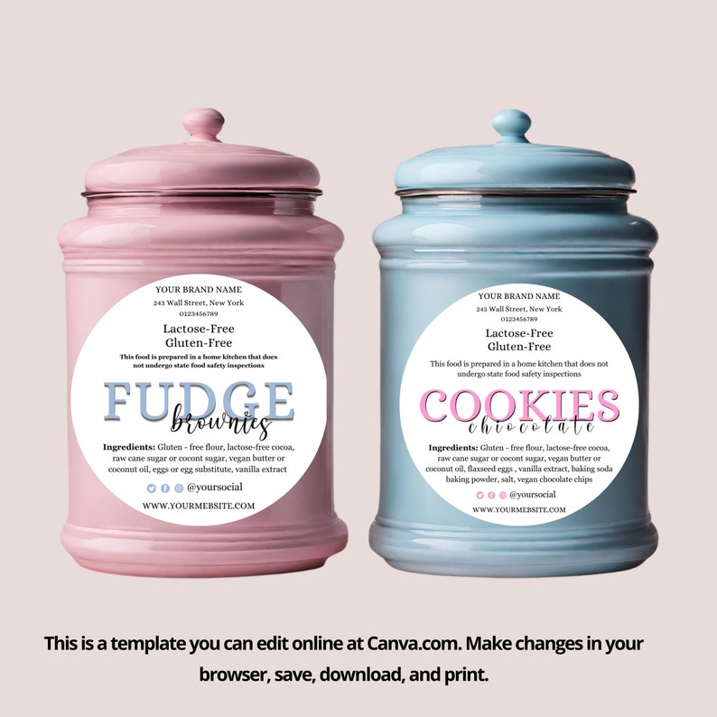 Bakery Stickers I Vegan Fudge I Canva Tempalates, Gluten Free, Simple ...