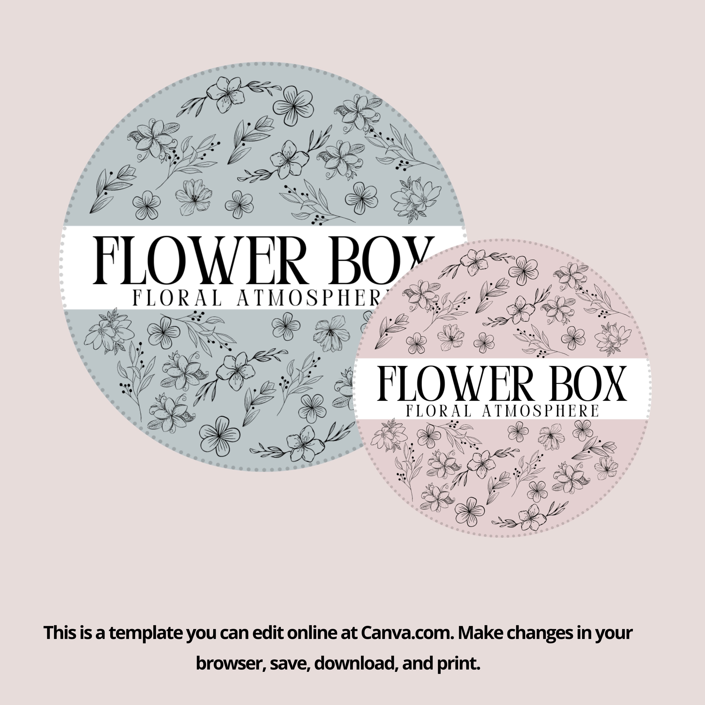 Floral Box Label Sticker: Florist Packaging Template (canva Template ...