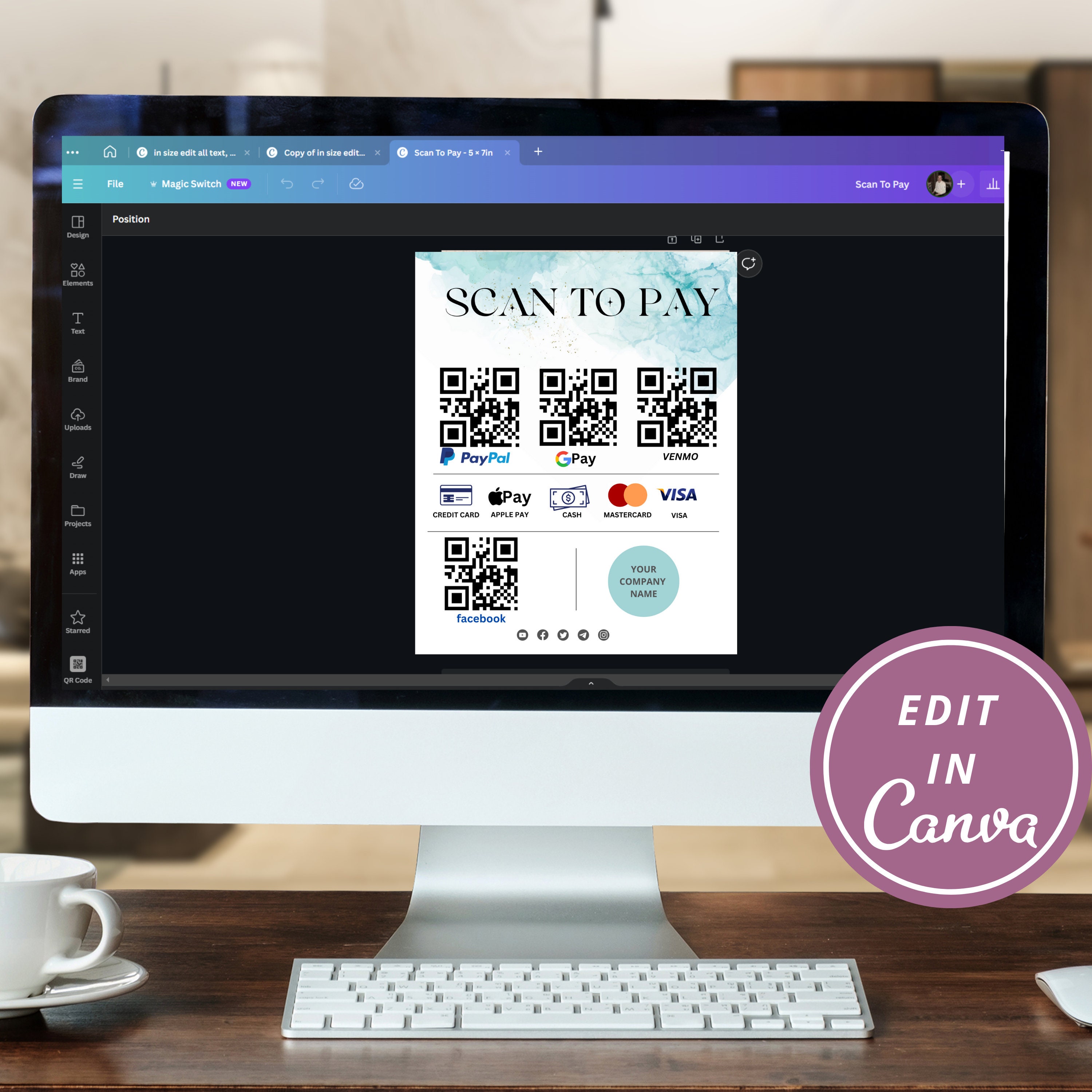 Editable QR Code Template I Canva Template I I Small Business Sign I ...