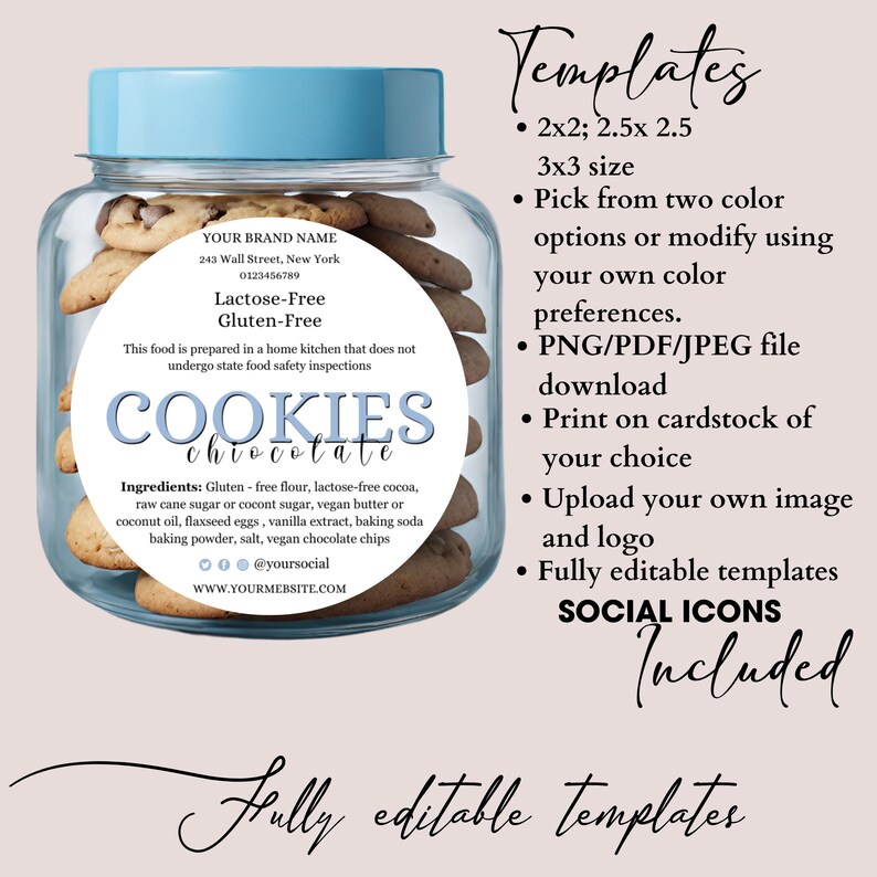 Bakery Stickers I Vegan Fudge I Canva Tempalates, Gluten Free, Simple ...