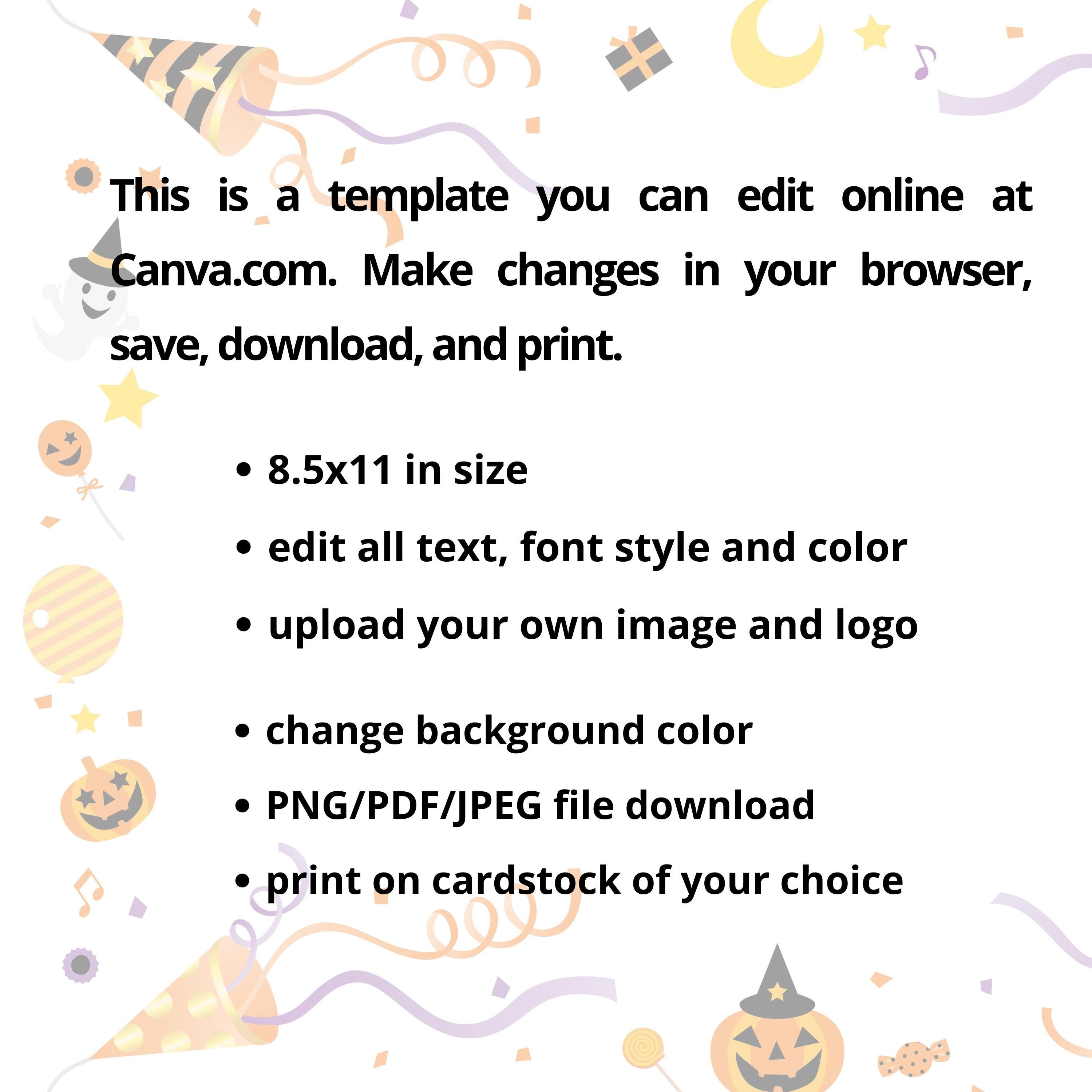 Halloween Order Form Template: Editable Small Business Printable (canva ...