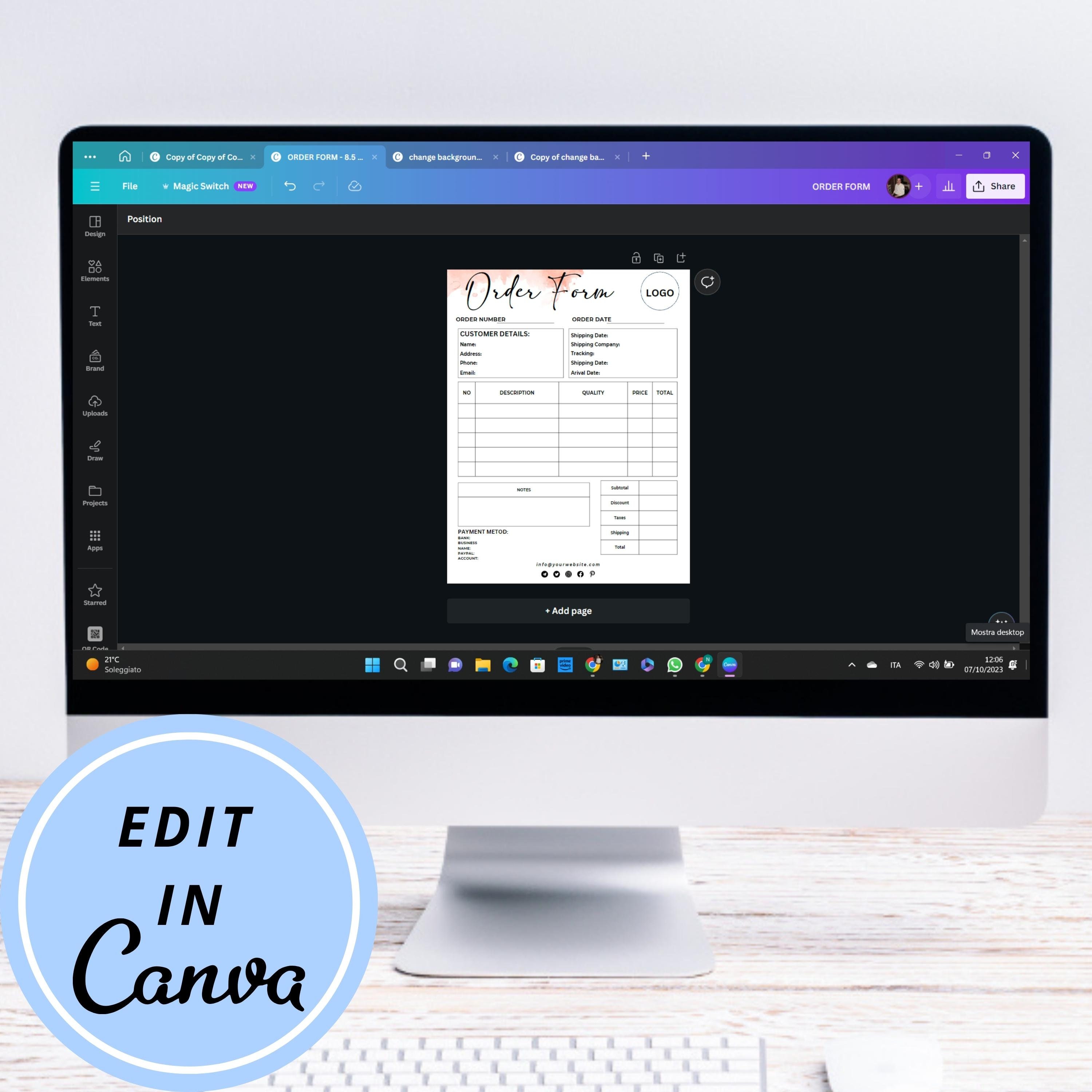 Order Form Template | Editable Canva Template, Custom Order Form ...