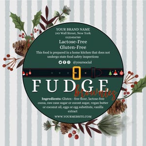 Christmas Templates I Bakery Stickers I Vegan Fudge I Canva Tempalates ...